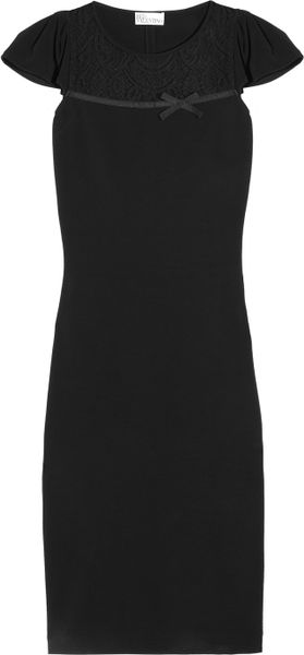 Red Valentino Jersey And Lace Dress In Black Lyst