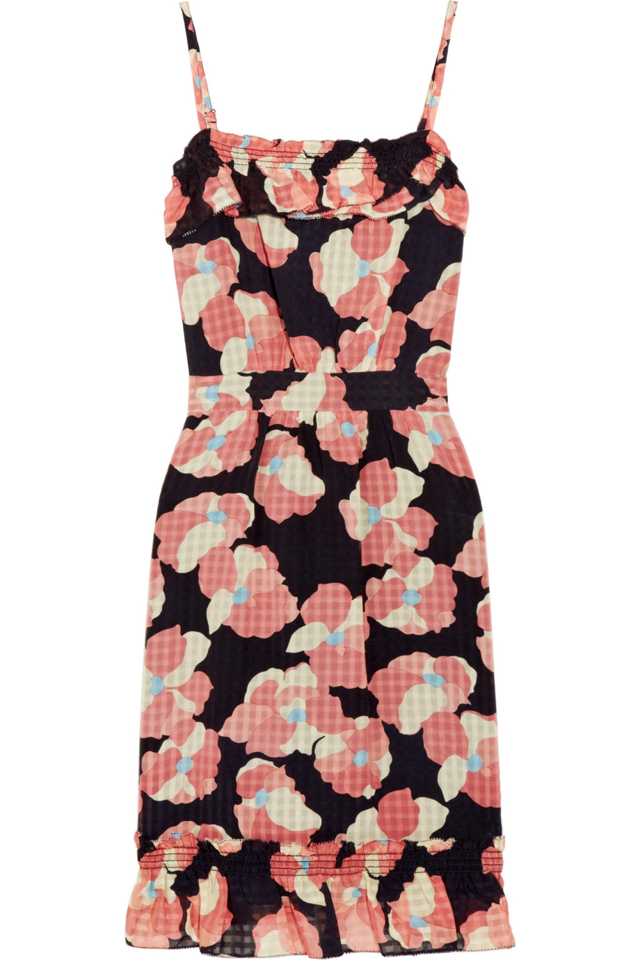 Juicy Couture Floralprint Silk And Cottonblend Dress In Pink Papaya