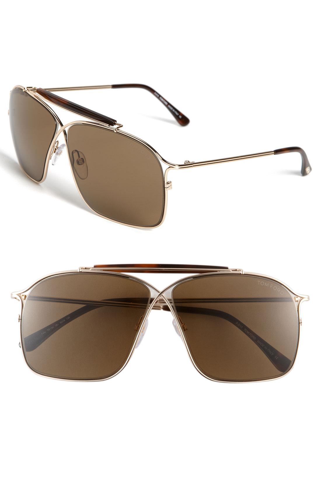 Tom Ford Felix Aviator Sunglasses In Pink Shiny Rose Gold Gradient Brown Lyst