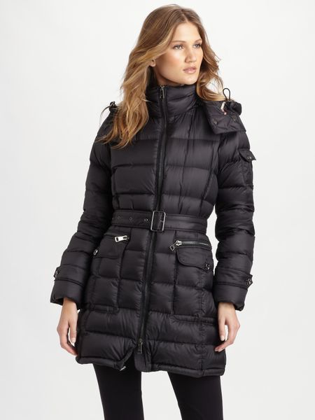 Burberry Brit Belted Puffer Coat in Black | Lyst Burberry Brit Belted Puffer Coat in Black | Lyst