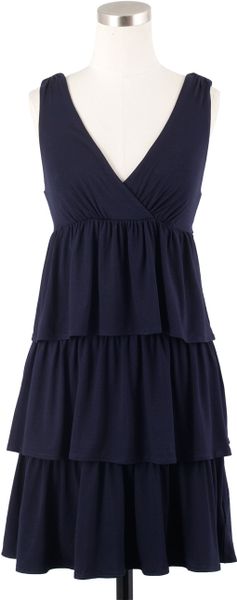 J Crew Tiered Ruffle Dress In Blue Navy Lyst