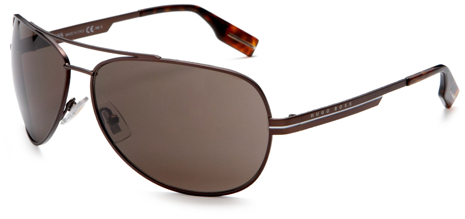Hugo Boss Boss By Mens Metal Sunglasses In Brown For Men Shiny Brown Framebrown Lens Lyst
