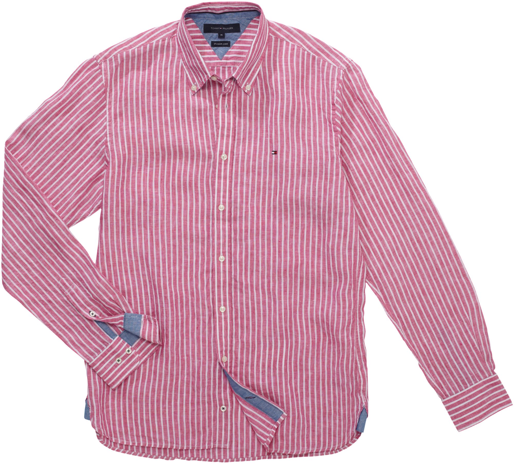 Tommy Hilfiger Linen Custom Fit Stripe Shirt In Pink For Men Lyst