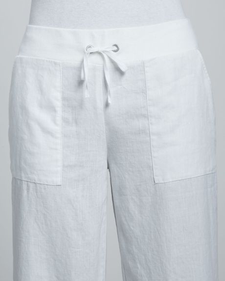 Eileen Fisher Linen Drawstring Capri Pants in White | Lyst Eileen Fisher Linen Drawstring Capri Pants in White | Lyst