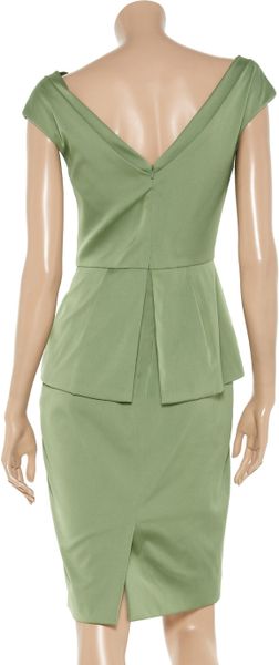 Lela Rose Twist Front Satin Peplum Dress in Green | Lyst Lela Rose Twist Front Satin Peplum Dress in Green | Lyst