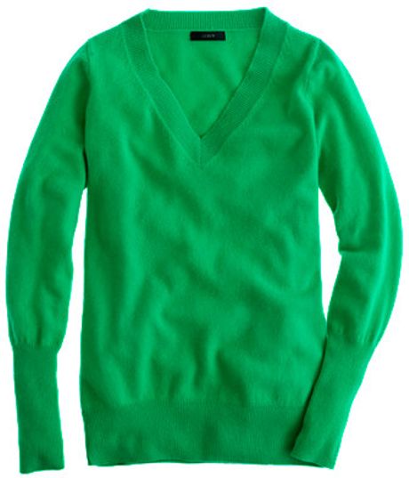 J Crew Collection Cashmere Vneck Sweater In Green Vintage Kelly Lyst