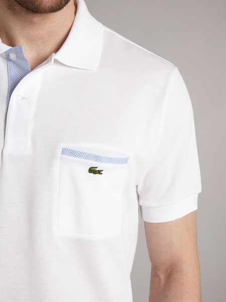 Lacoste Polo Shirt With Chest Pocket Detail In White For Men Lyst