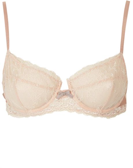 Topshop Eyelash Lace And Satin Bra In Pink Pale Pink Lyst