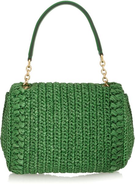 Dolce And Gabbana Miss Dolce Medium Embellished Raffia And Leather