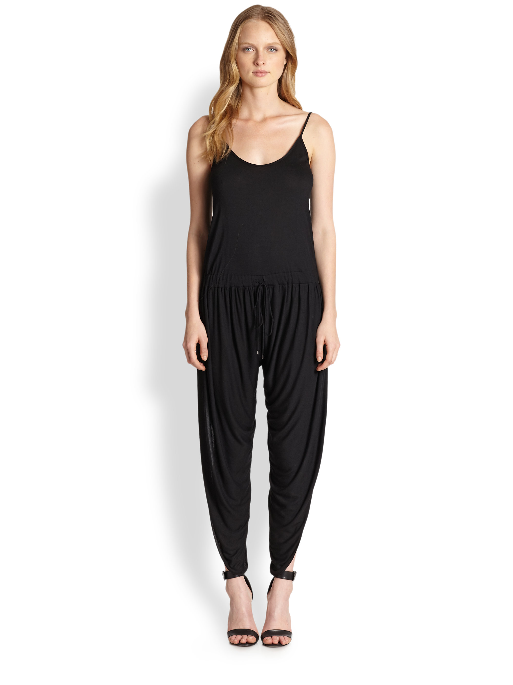 Haute Hippie Spaghetti Strap Drawstring Jumpsuit In Black Lyst