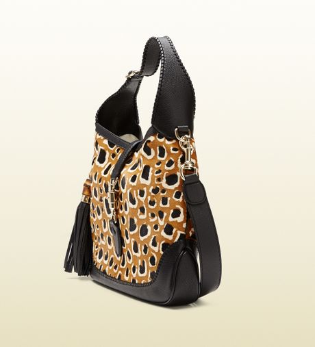 Gucci New Jackie Leopard Print Calf Hair Shoulder Bag in Animal ... Gucci New Jackie Leopard Print Calf Hair Shoulder Bag in Animal ...