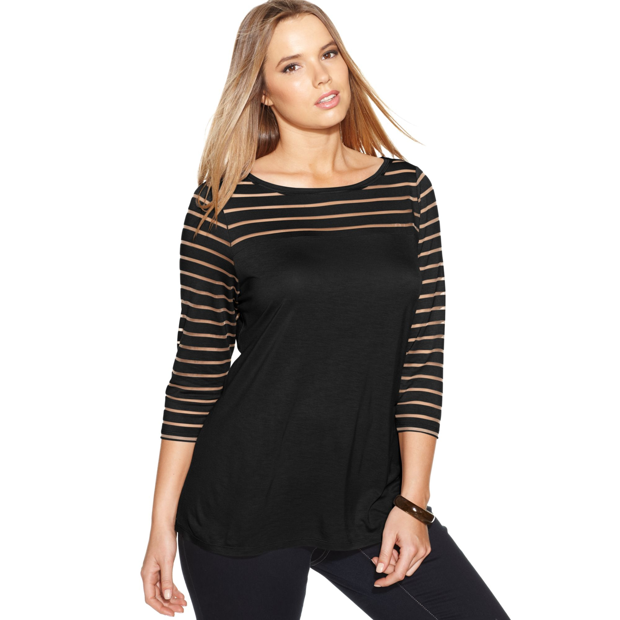 Inc International Concepts Plus Size Threequartersleeve Illusion Top In
