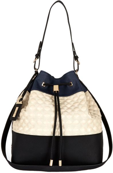 River Island Navy Quilted Duffle Bag In Gold Navy Lyst