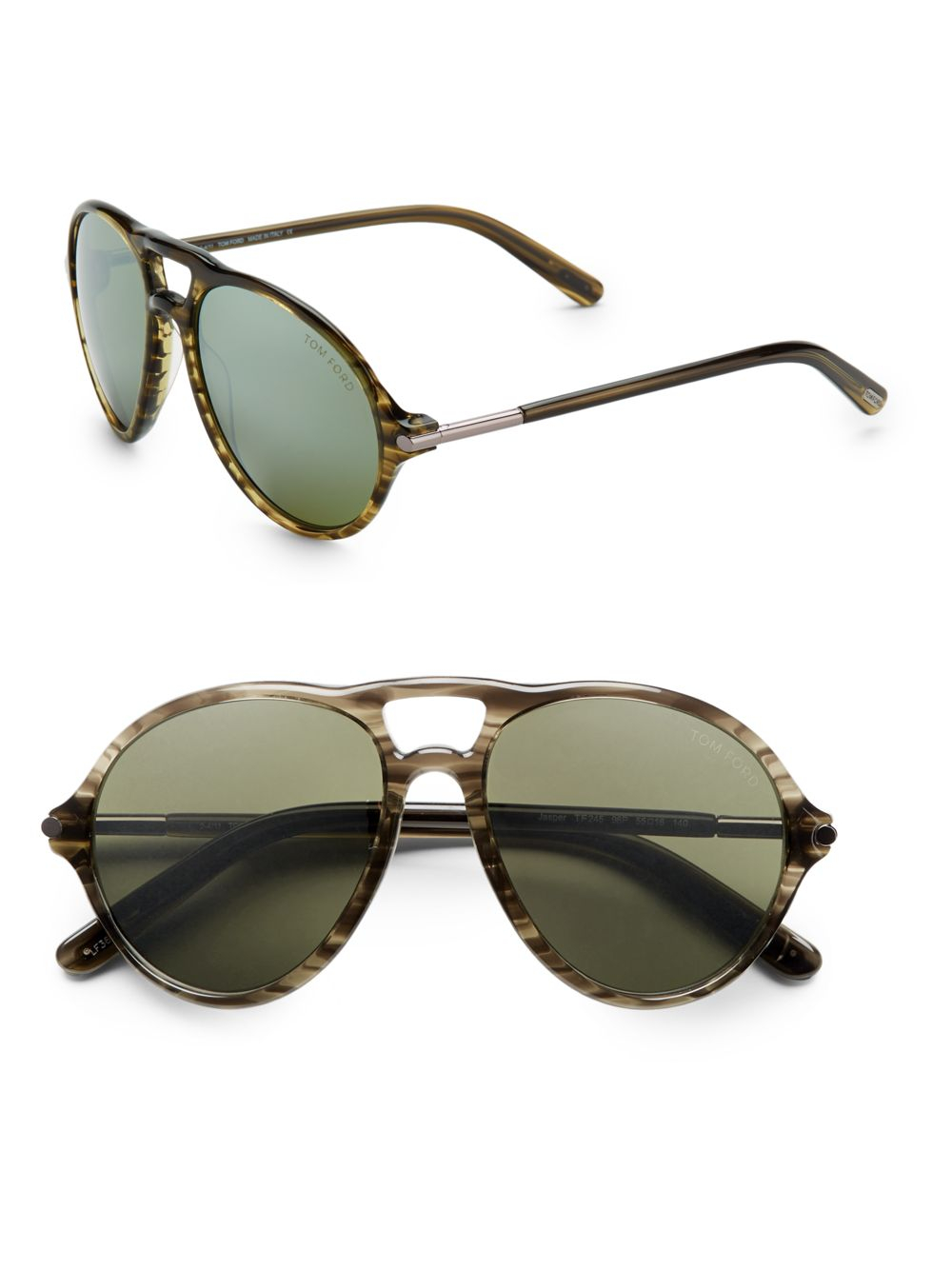Tom Ford Plastic Modified Aviator Sunglasses In Green For Men Lyst