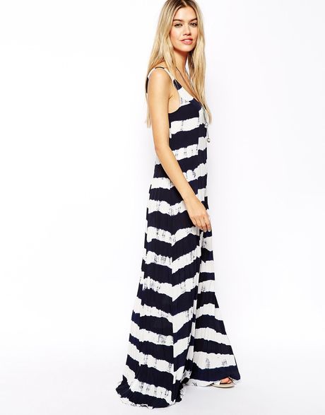 Asos Tie Dye Stripe Maxi Dress In Multicolor Multi Lyst