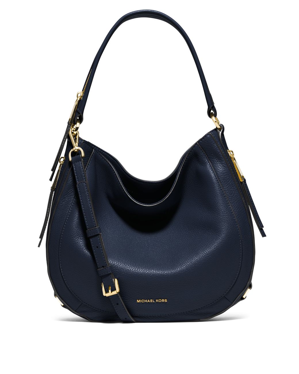 Michael Kors Julia Medium Leather Shoulder Bag in Navy (Blue) | Lyst