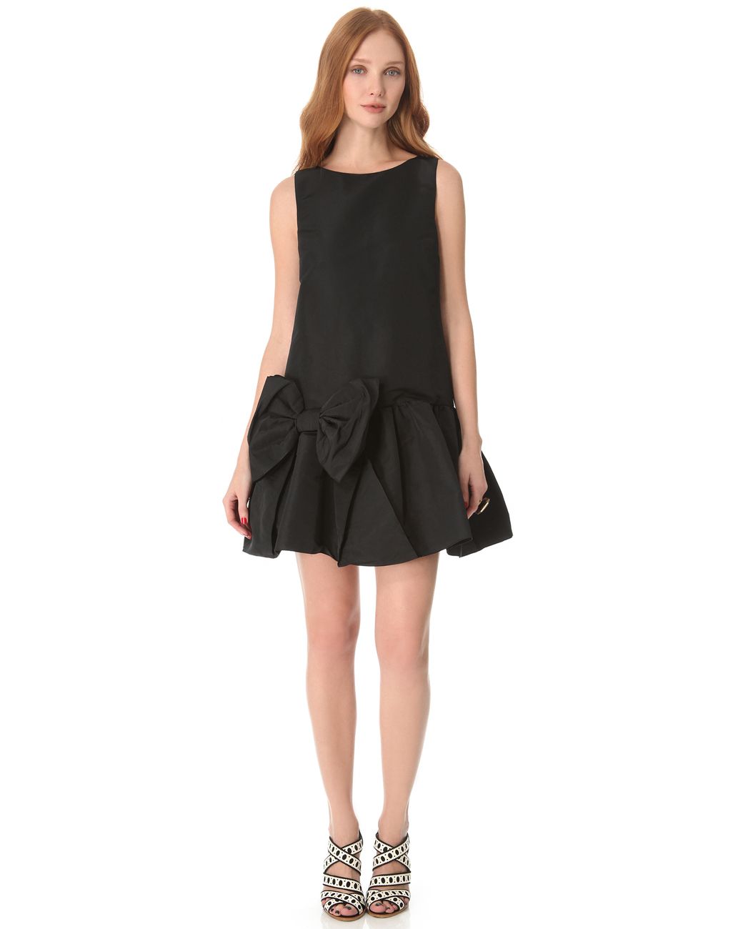 Red Valentino Bow Dress With Dropped Waist In Black Lyst