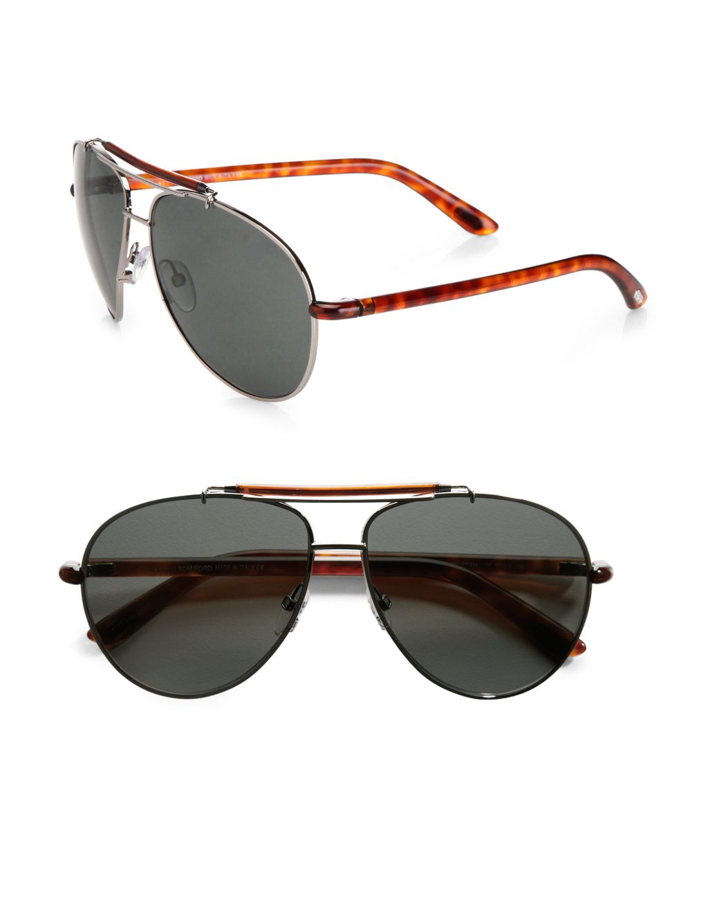 Tom Ford Metal Aviator Sunglasses In Brown For Men Lyst