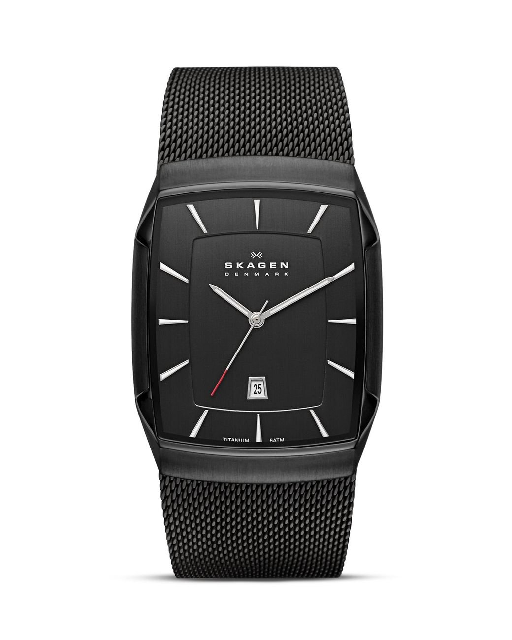 Skagen Rectangle Mesh Band Watch 40mm in Black for Men | Lyst