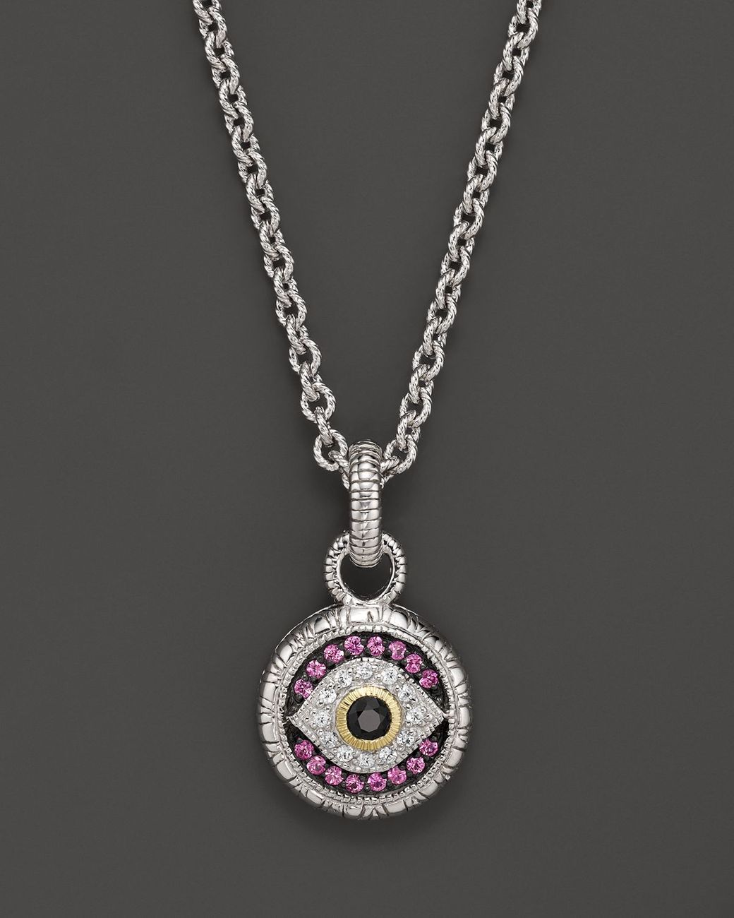 Judith Ripka Sterling Silver Evil Eye Necklace with Black White and ...