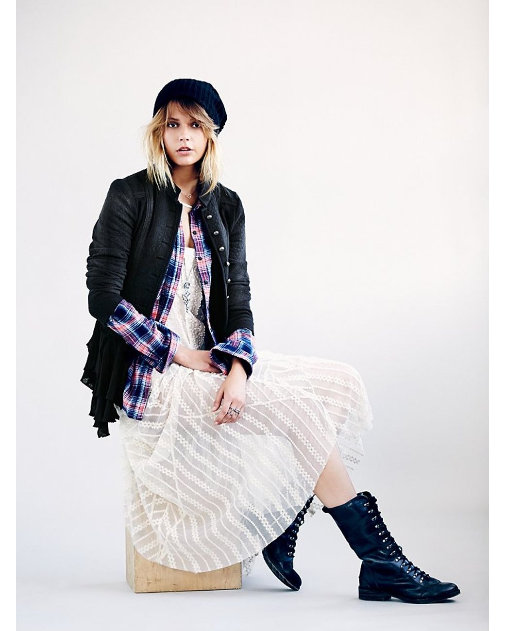 Free People Womens Military Ruffles Jacket in Black | Lyst