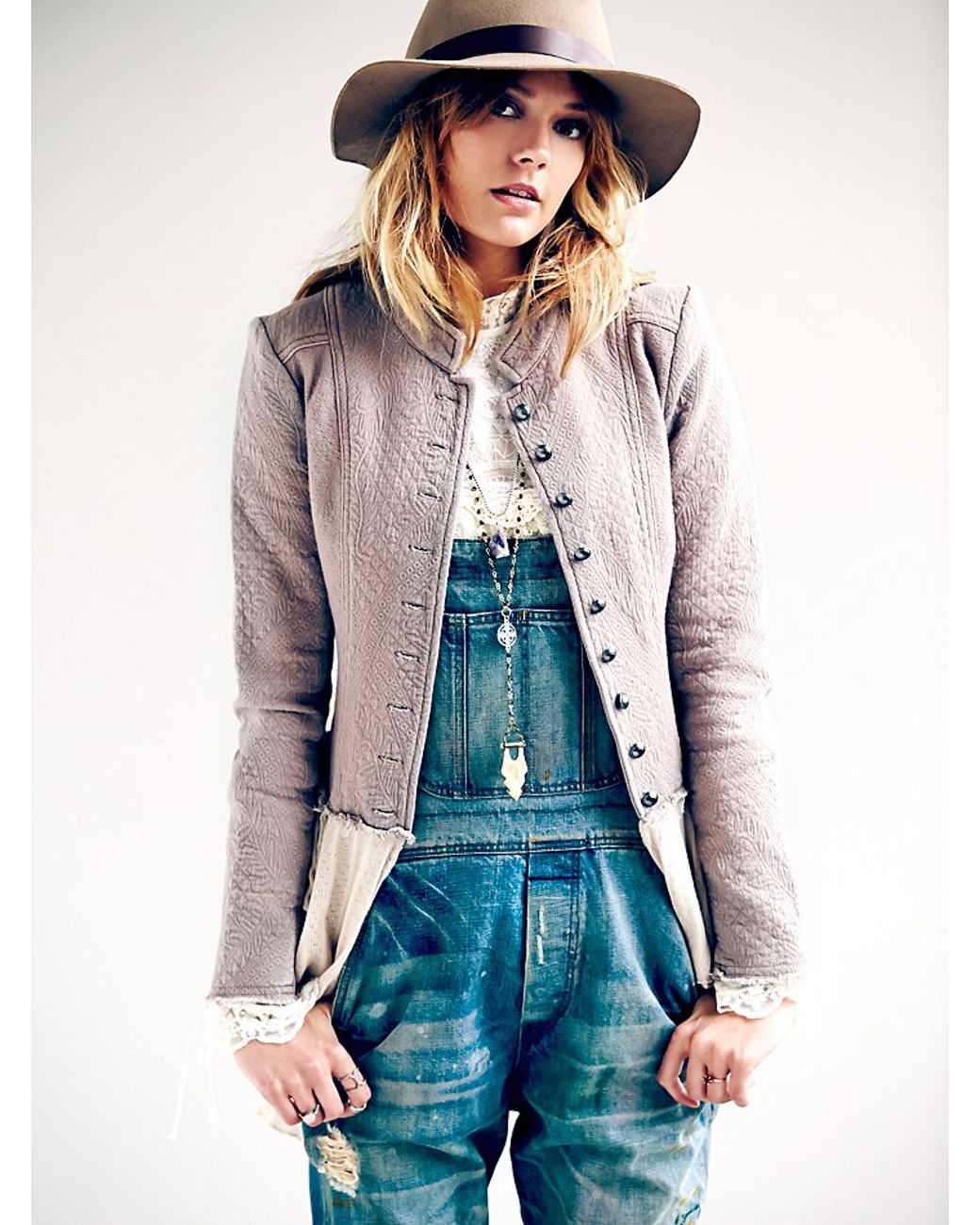 Free People Womens Military Ruffles Jacket in Purple | Lyst