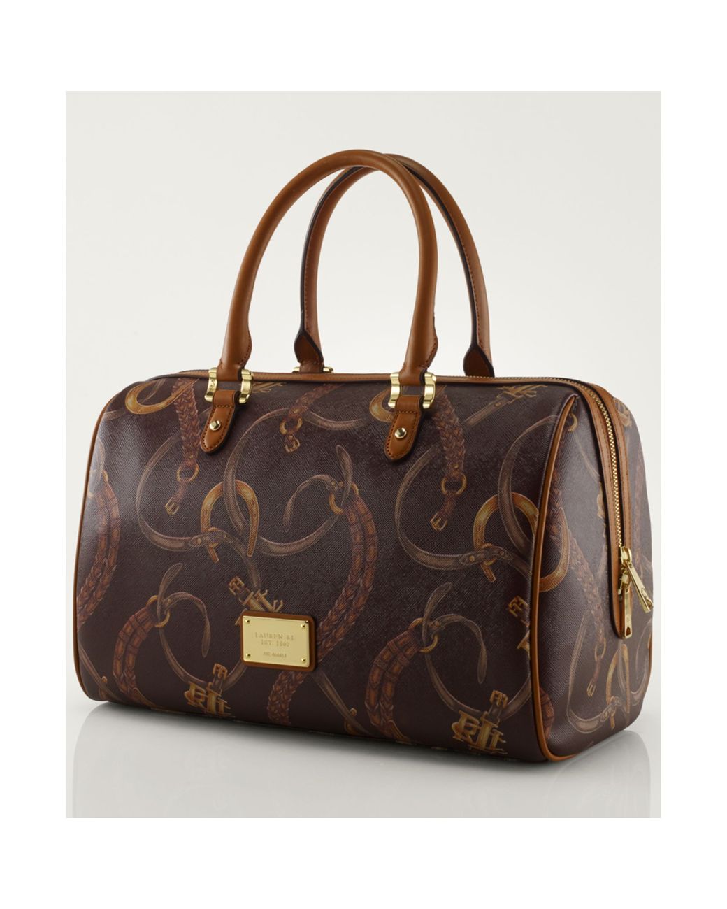 Ralph Lauren Caldwell Belt Barrel Satchel in Brown | Lyst