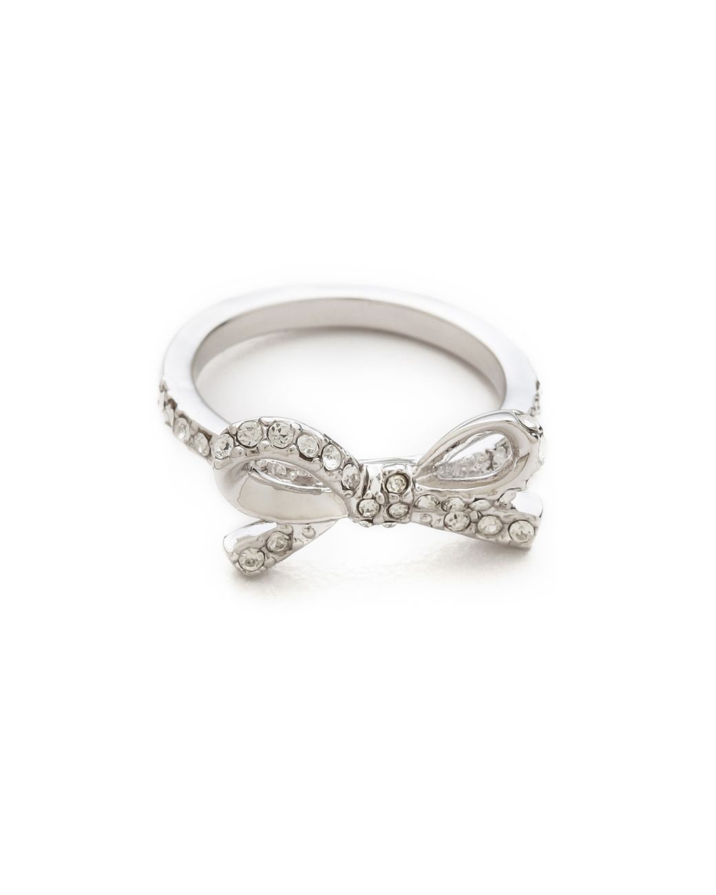 Kate Spade Skinny Mini Pave Bow Ring in Metallic | Lyst