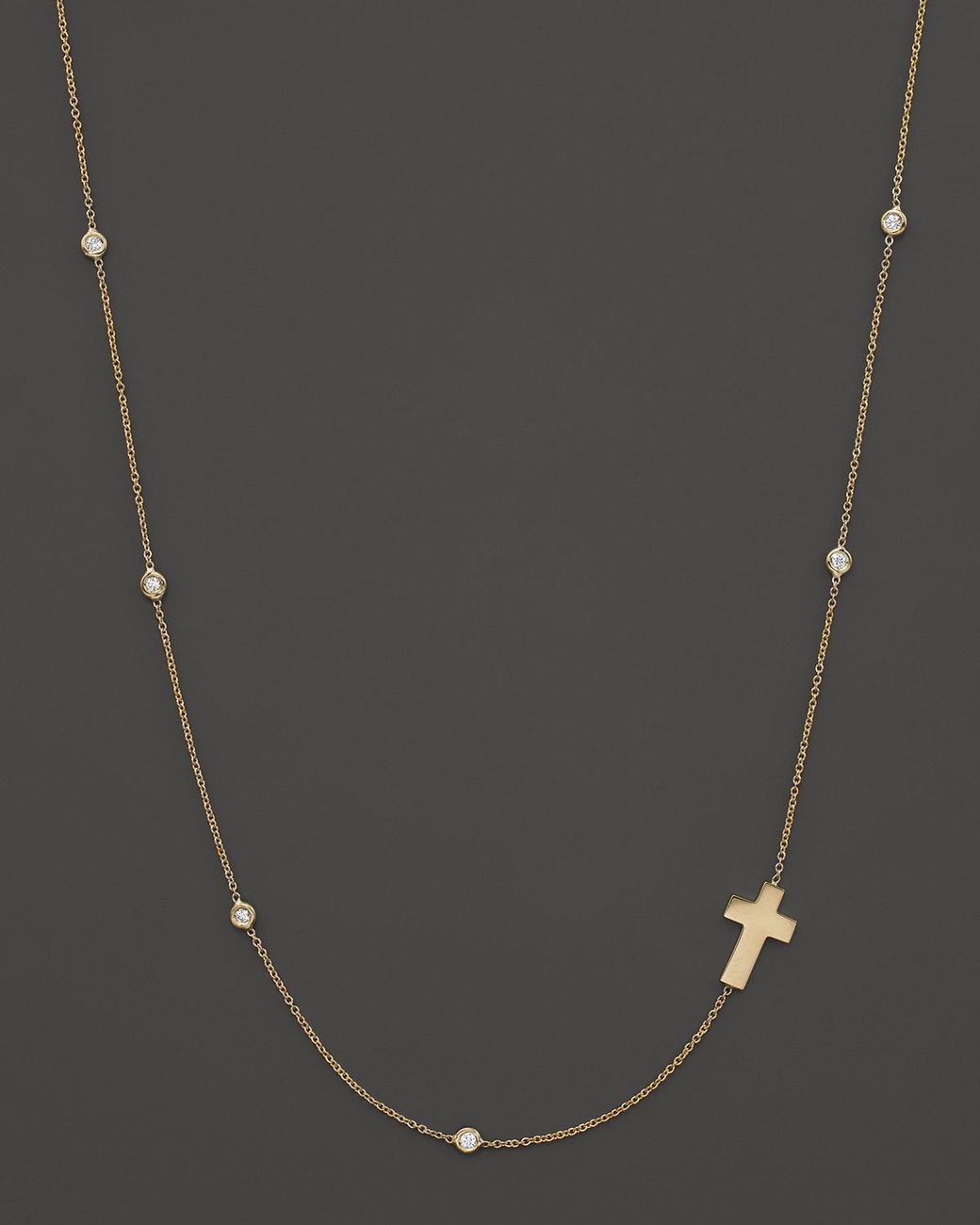 Roberto Coin 18K Yellow Gold Sideways Cross Necklace With Diamond Bezel ...