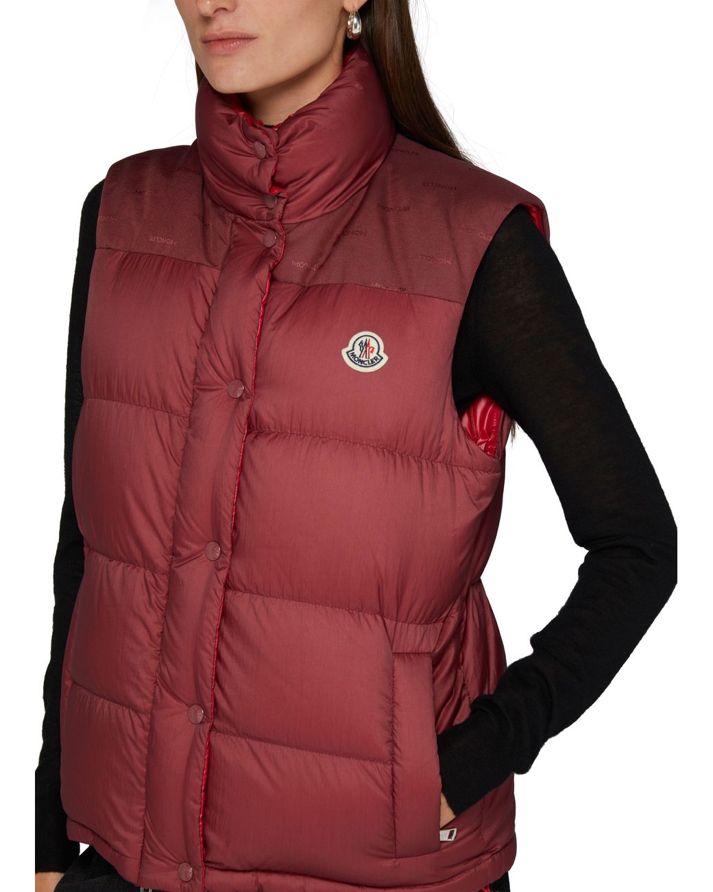Moncler Reversible Puffer Short Jacket in Red | Lyst