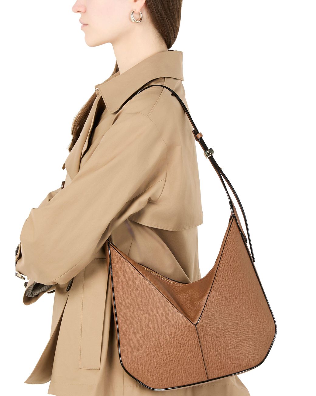Valextra Vivi Mini Hobo Bag in Brown | Lyst