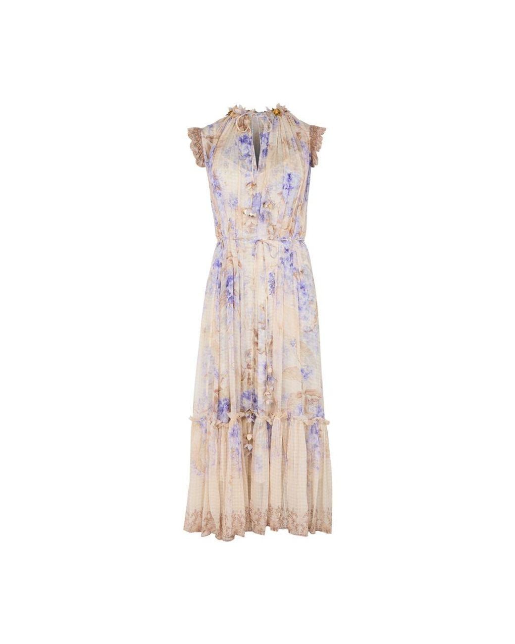 Zimmermann Dawning Flutter Midi Dress in Pink | Lyst