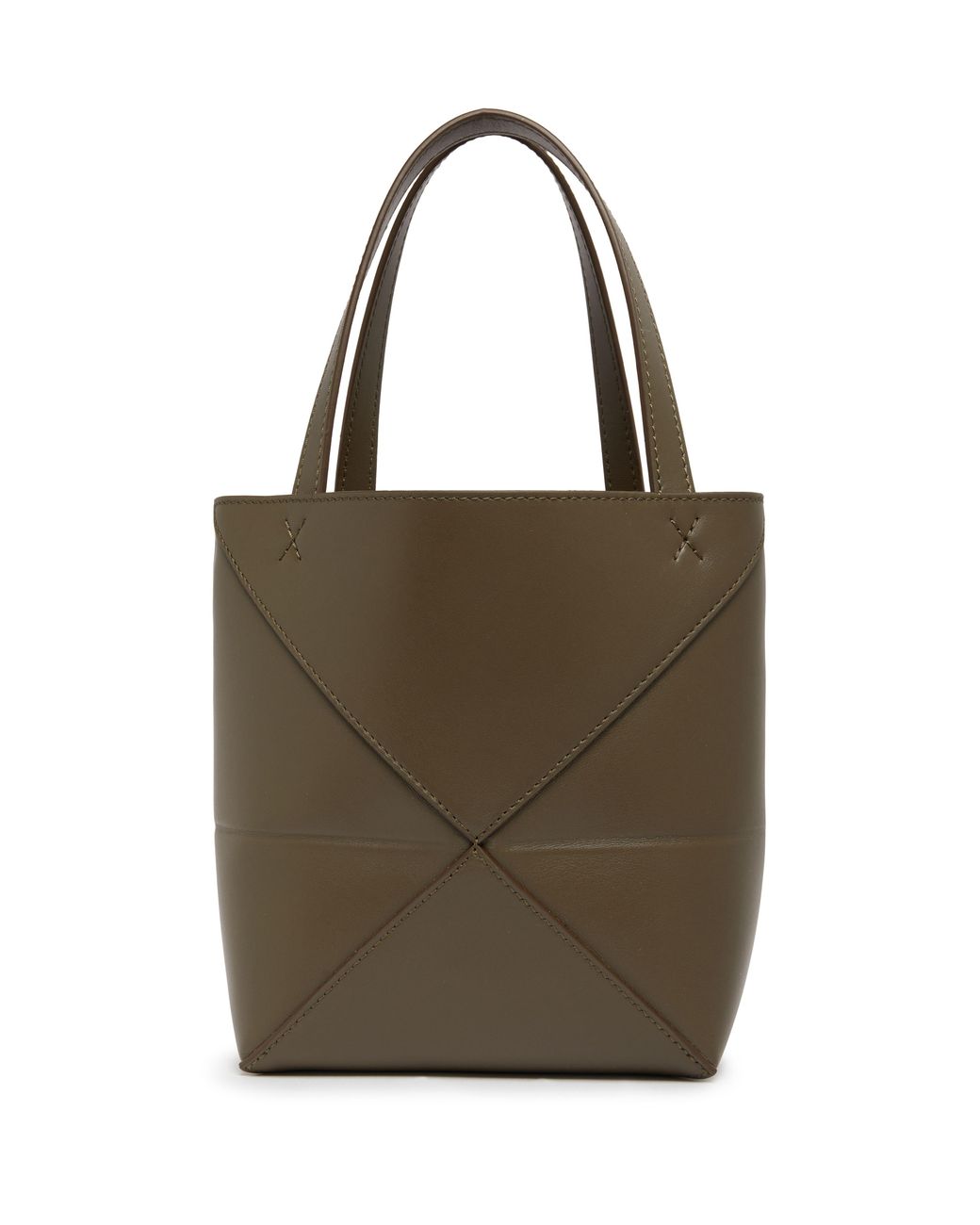Loewe Puzzle Fold Mini Leather Tote Bag in Brown | Lyst