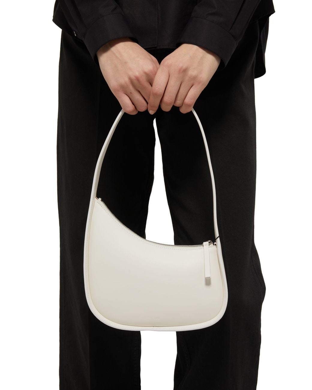 The Row Half Moon Shoulder Bag in White | Lyst