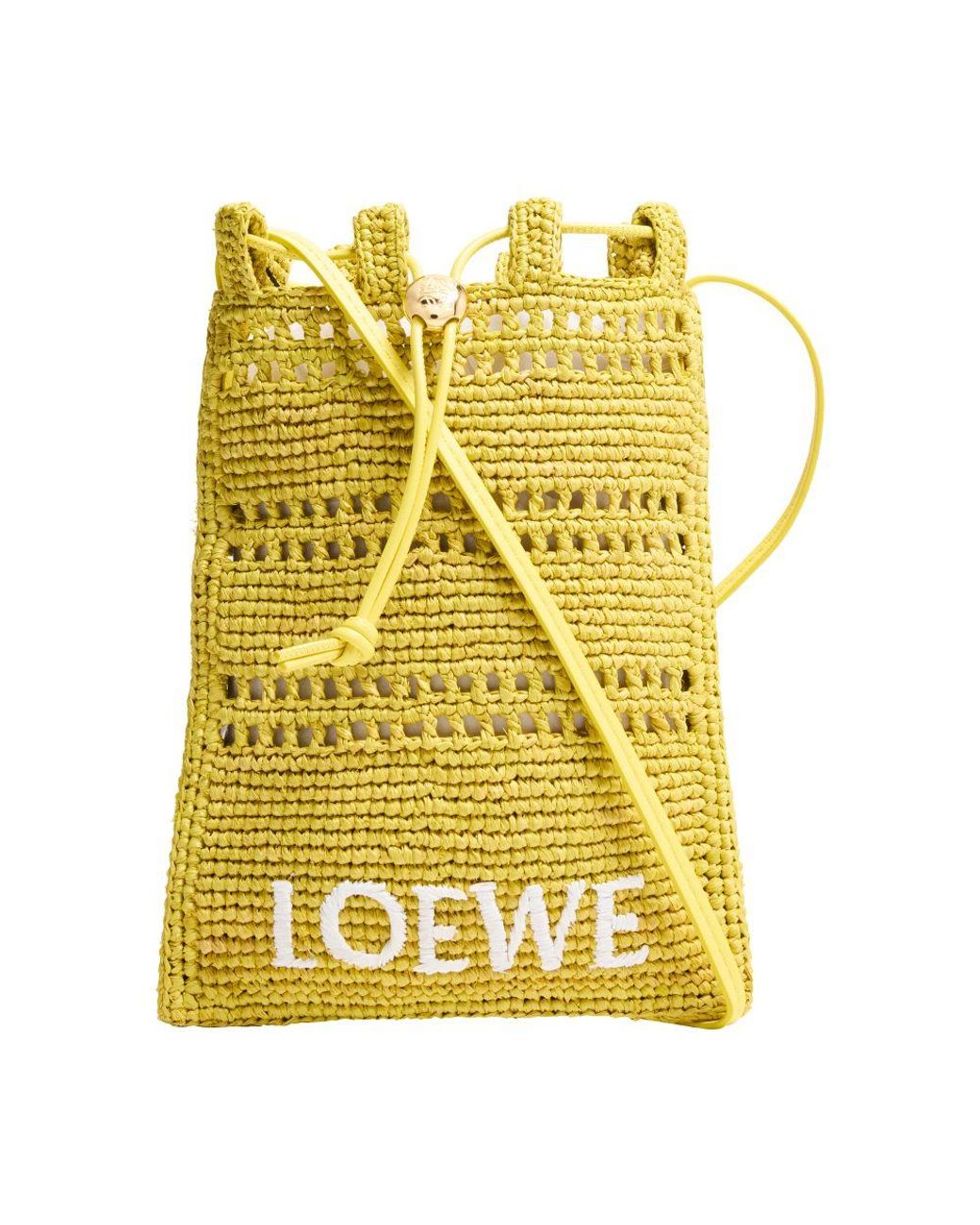 Loewe Raffia Drawstring Pocket in Yellow | Lyst
