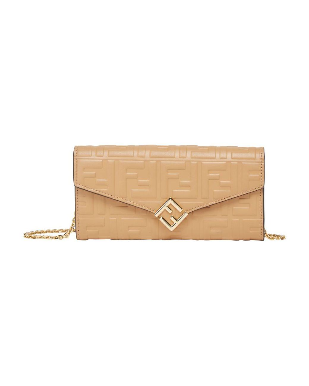 Fendi Ff Diamonds Continental With Chain in Natural | Lyst