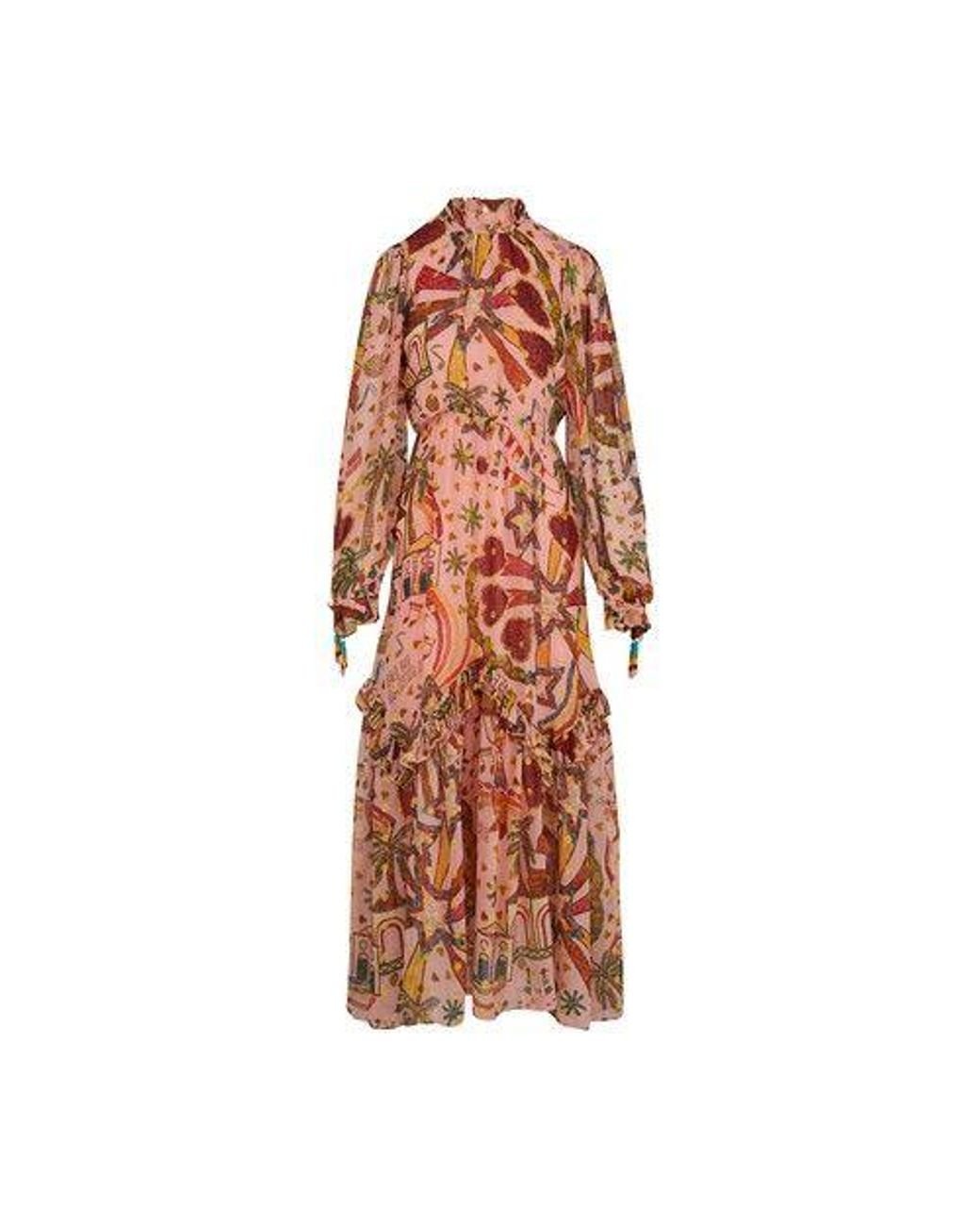 FARM Rio Pink Folk Maxi Dress | Lyst