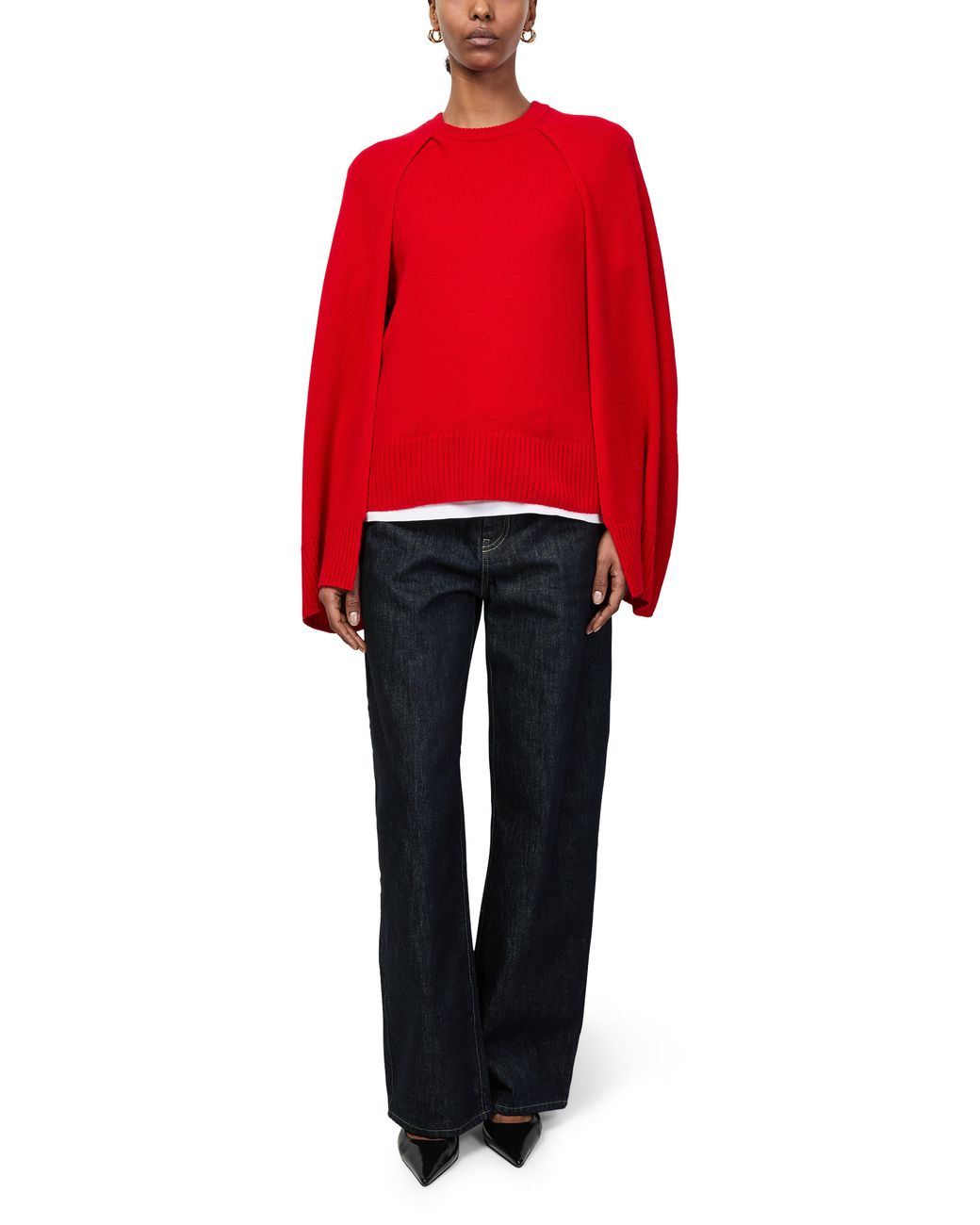 TOTEME Round Neck Knit Cape in Red | Lyst