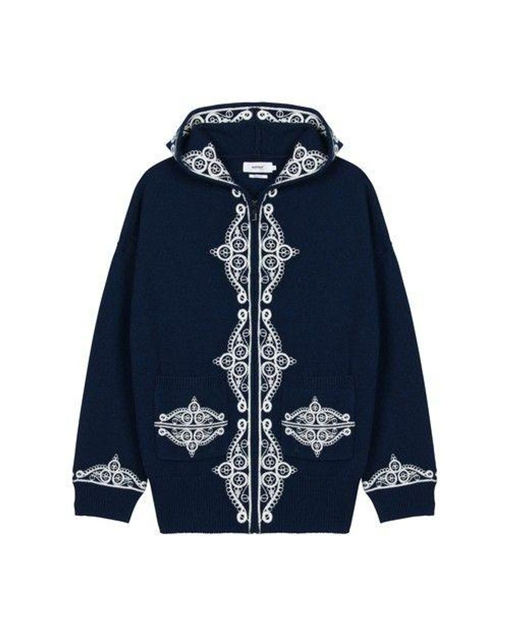 Not Shy Lena Wool And Cashmere Hooded Jacket With Embroidered Slavic