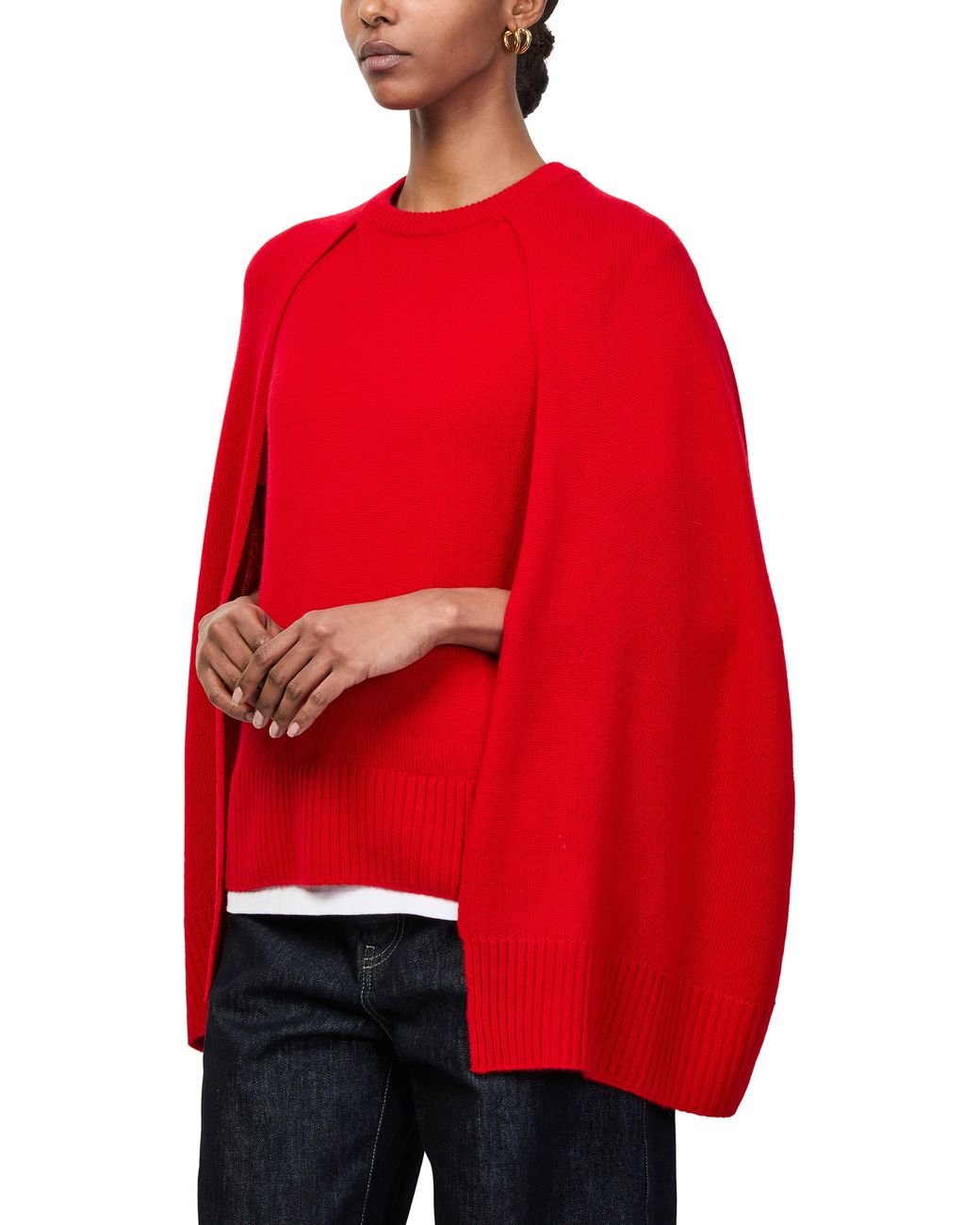 TOTEME Round Neck Knit Cape in Red | Lyst