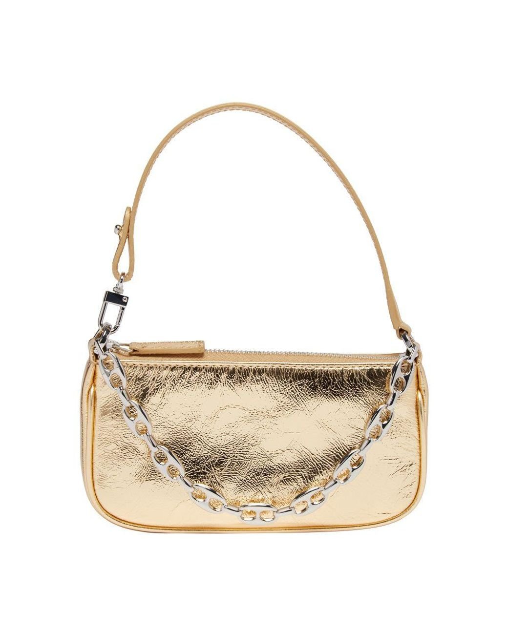 BY FAR Mini Rachel Parchment Metallic Leather Bag | Lyst