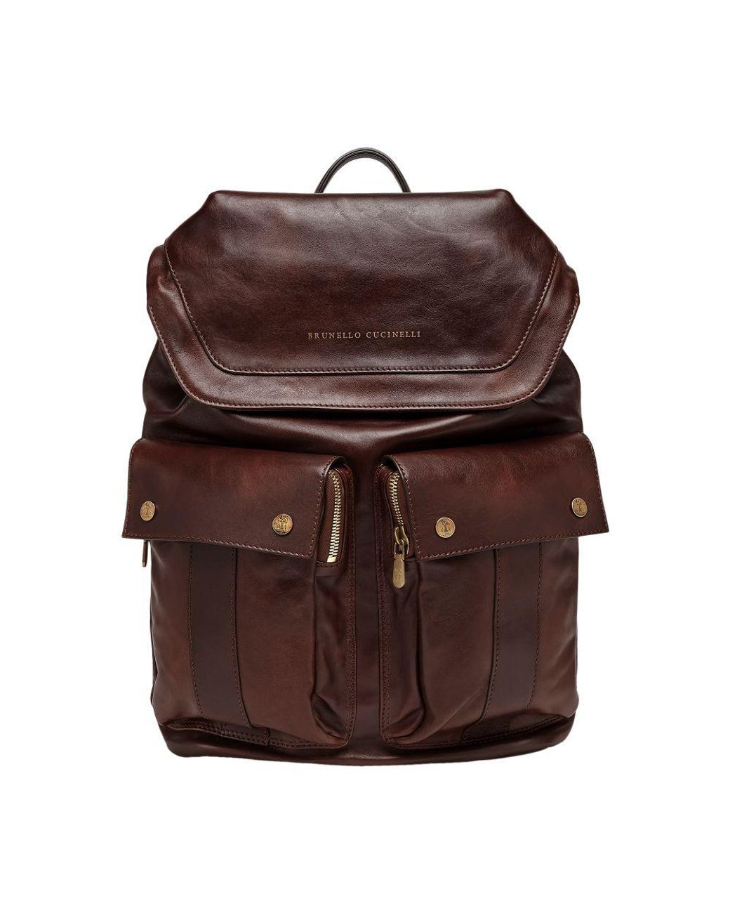 Brunello Cucinelli Calfskin Backpack in Brown for Men | Lyst