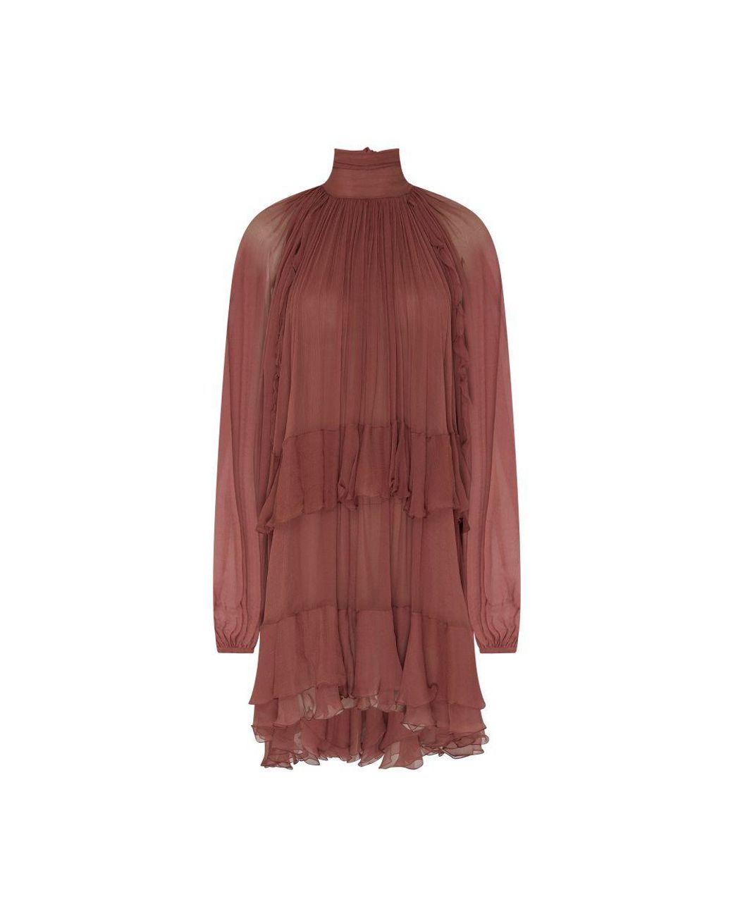 Chloé Ruffled Silk Mini Dress in Red | Lyst