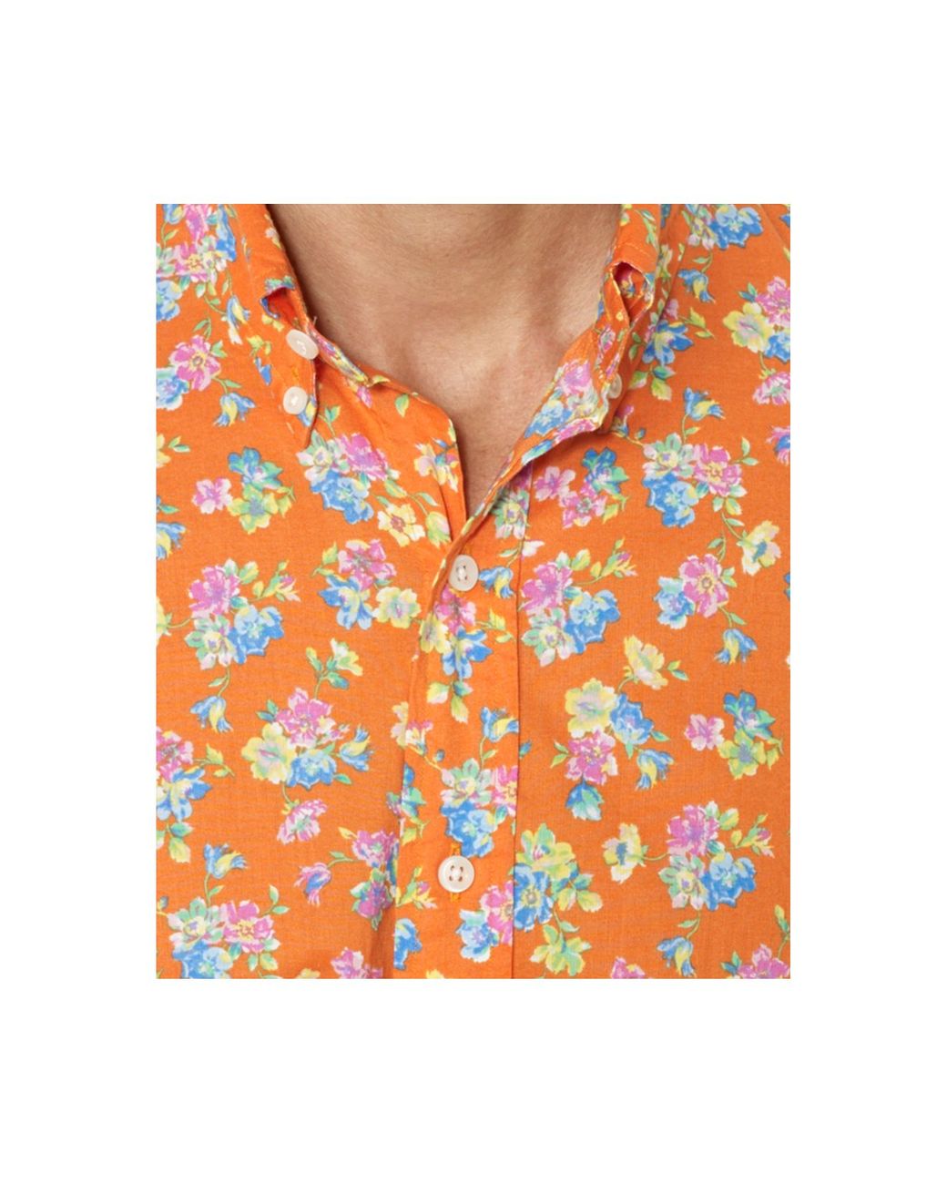 Polo Ralph Lauren Polo Customfit Floral Poplin Shirt In Orange For Men