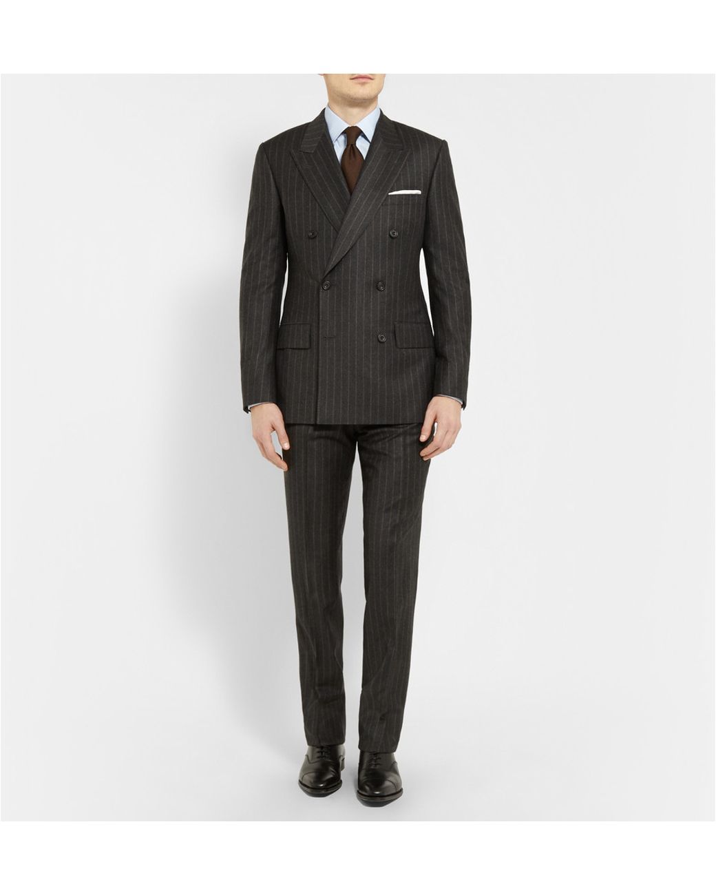 Kingsman Charcoal Double-Breasted Chalk-Striped Suit in Gray for Men | Lyst