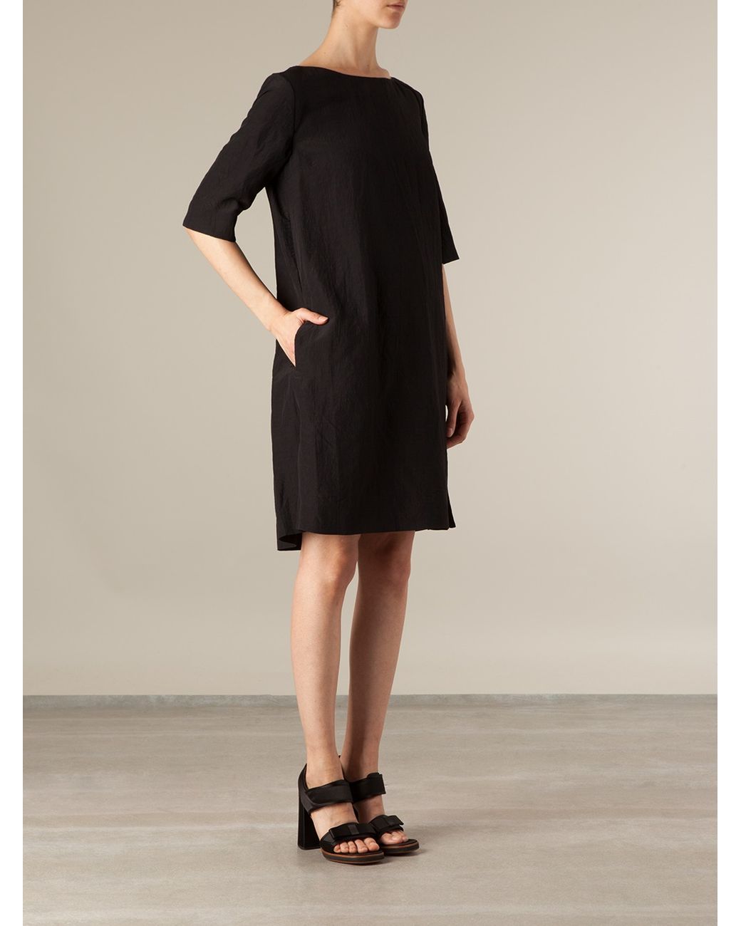 Marni Boat Neck Sack Dress in Black | Lyst