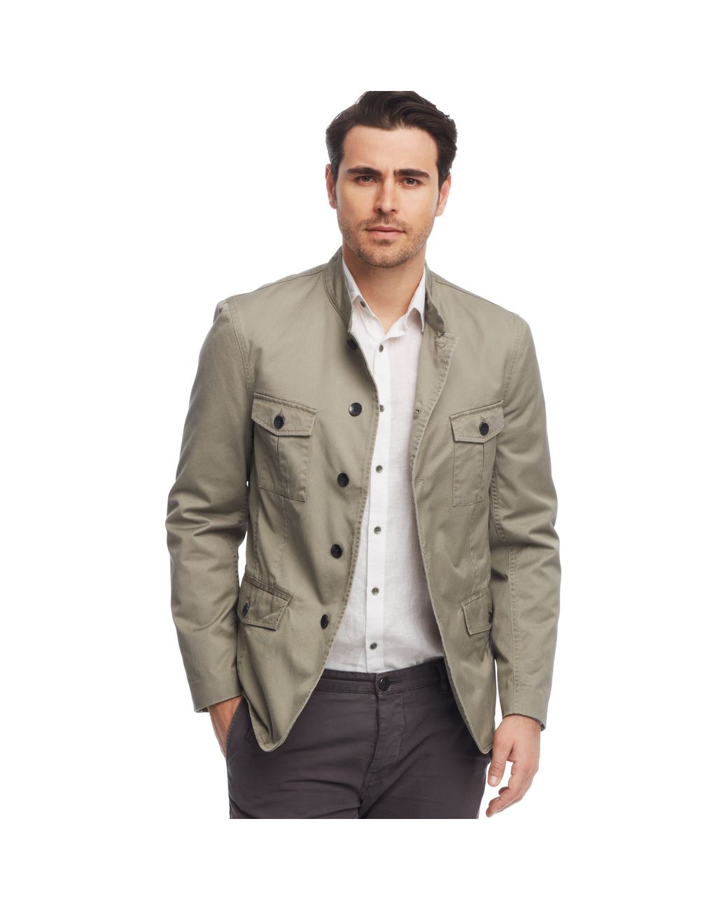 Kenneth Cole New York Nehru Fourpocket Military Blazer in Gray for Men ...