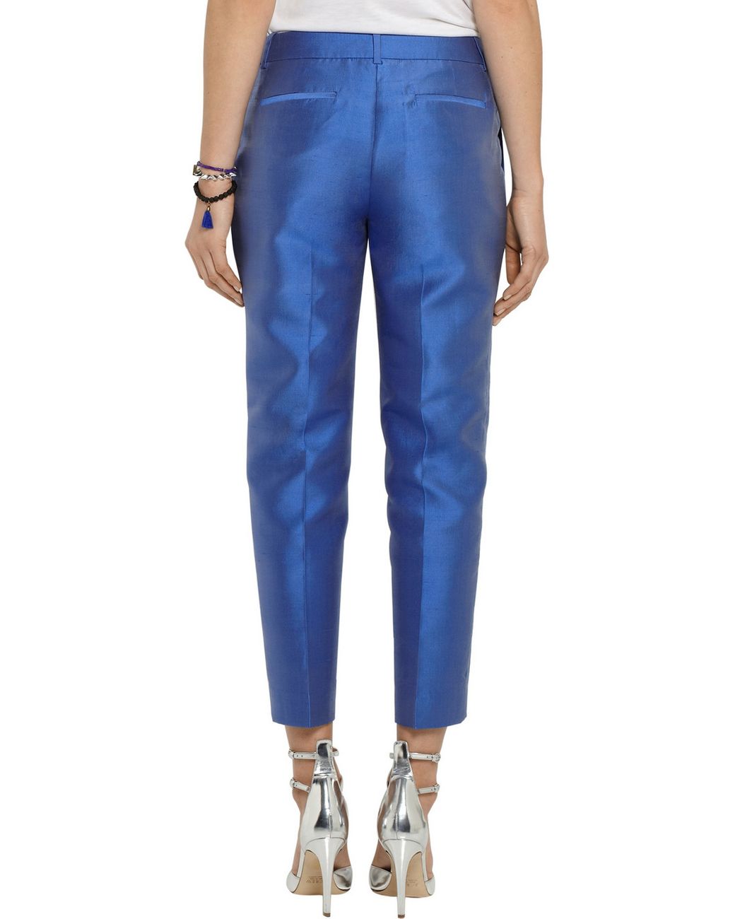 J Crew Collection Silk Blend Shantung Straight Leg Pants In Blue Lyst