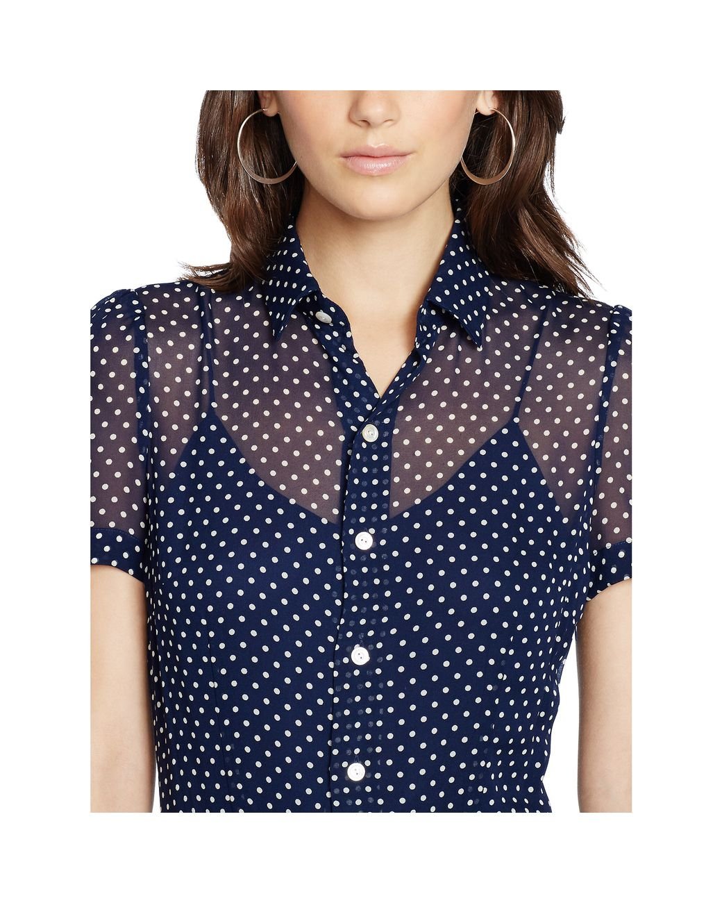 Polo Ralph Lauren Polka-dot Silk Georgette Dress in Blue | Lyst Polo Ralph Lauren Polka-dot Silk Georgette Dress in Blue | Lyst