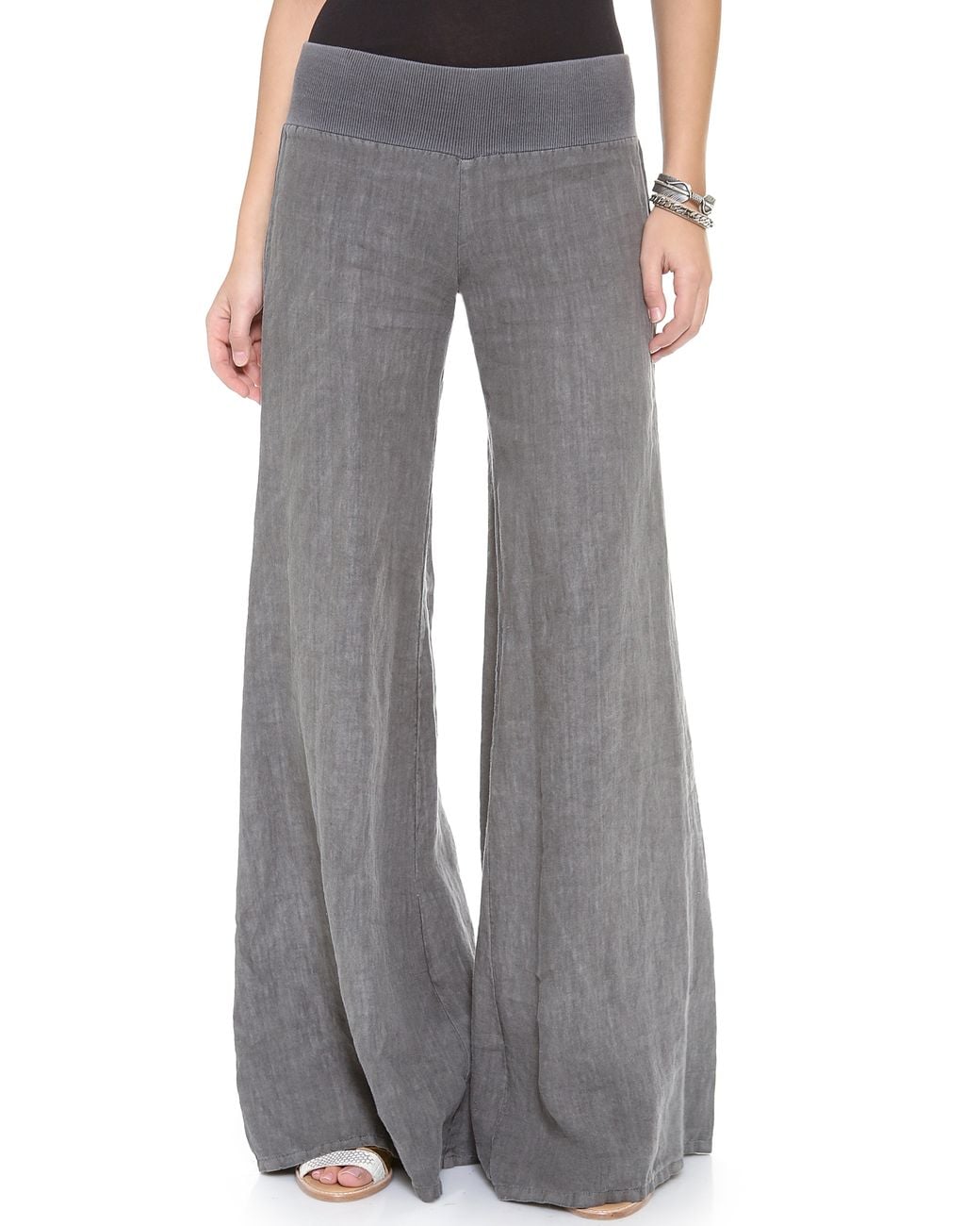 Enza Costa Linen Wide Leg Pants - Carbon in Gray | Lyst